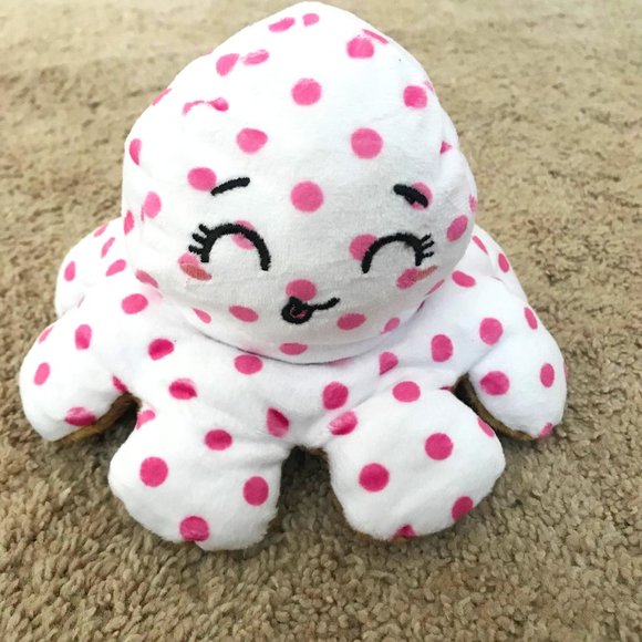 Toys | Happy Sad Emotion Emoji Reversible Pink Polka Dot Octopus Plush ...